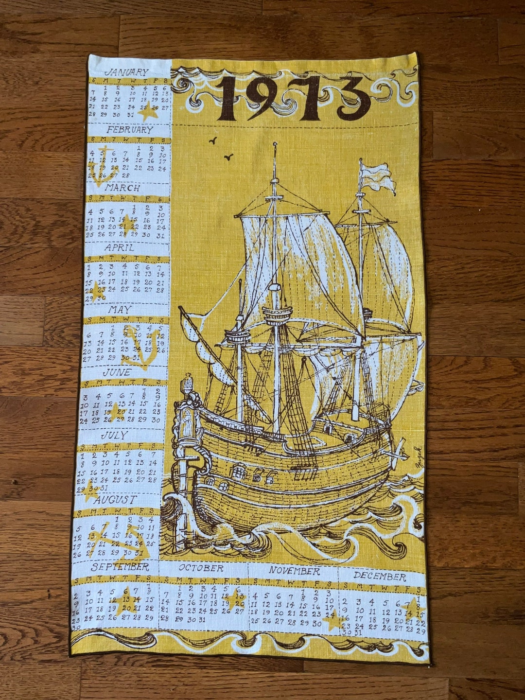 Vintage 1973 Calendar Linen Towel - Etsy