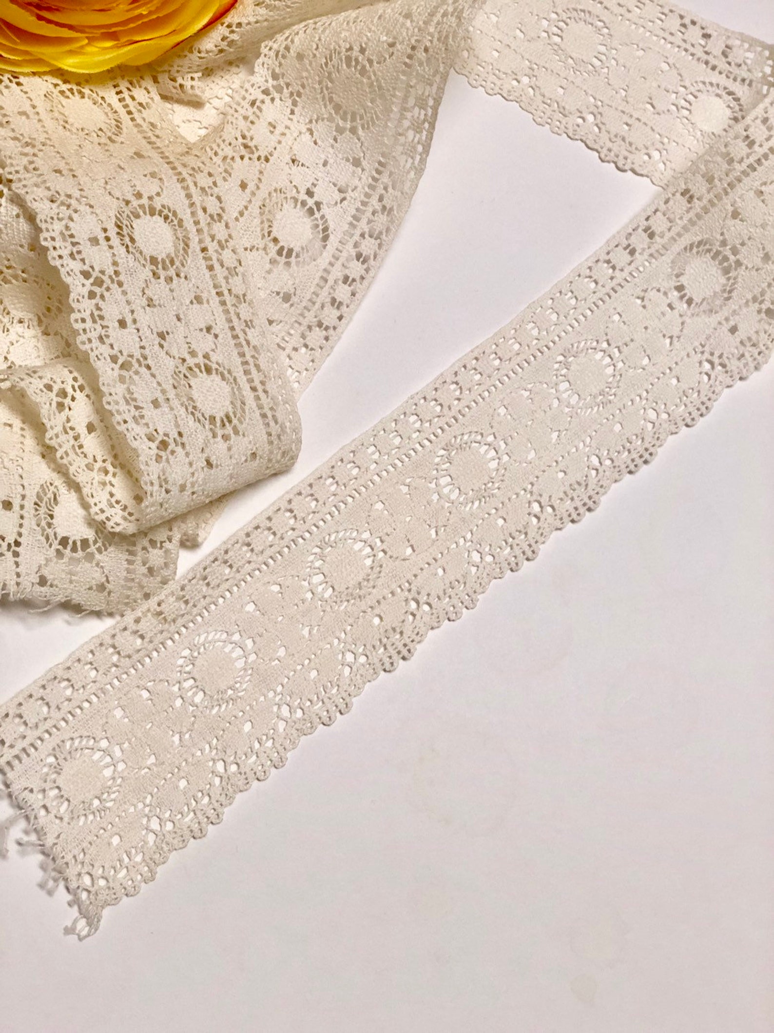 Encaje blanco antiguo 86 largo 2 ancho - Etsy España