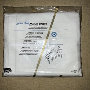 Vintage 1960s or 1970s White Muslin Sheet Set for a Double Bed From ...