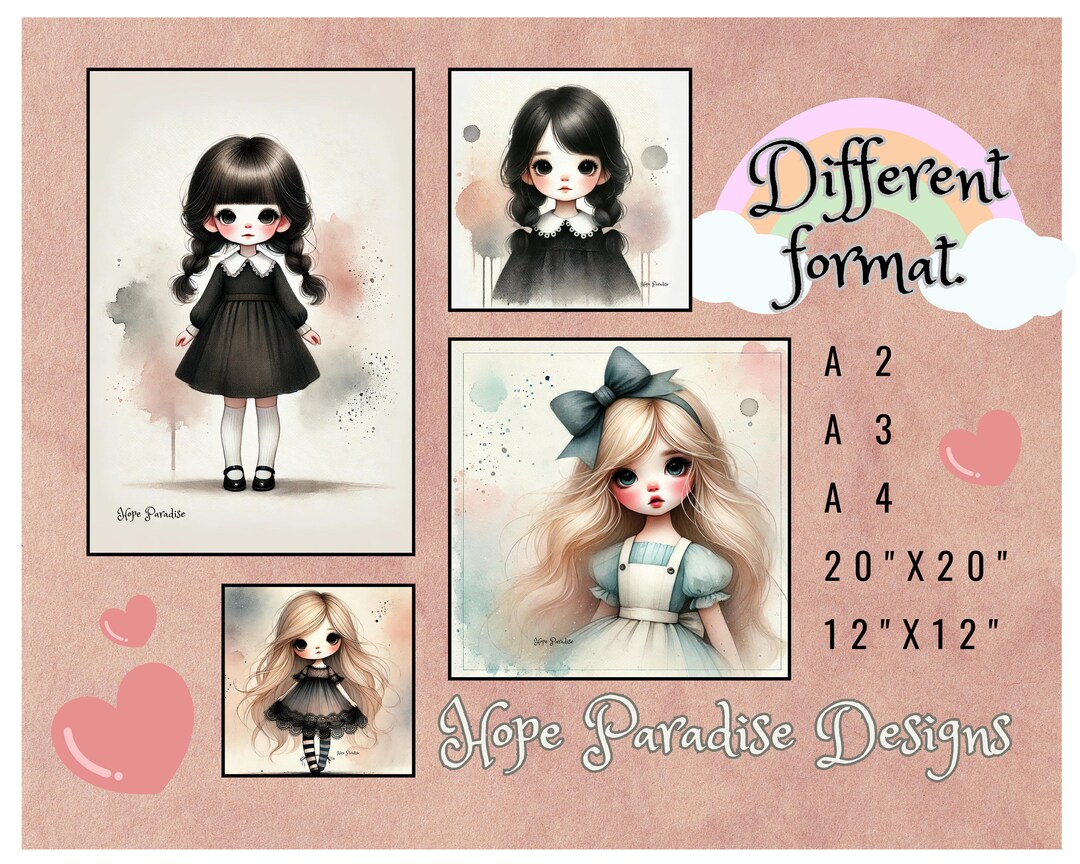 Goth Cute Girls Print Set Instant Download - Etsy