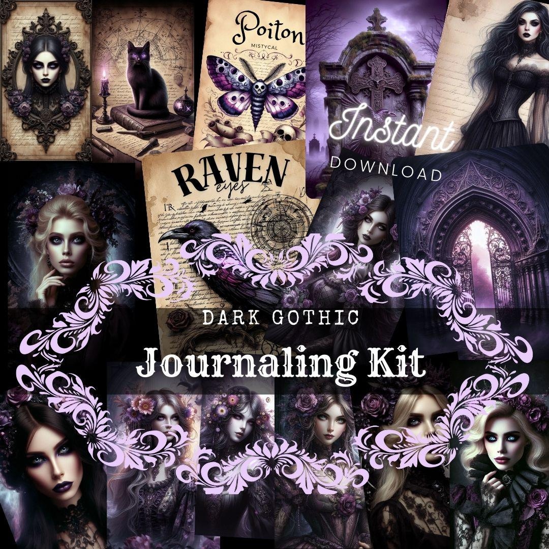 Dark Gothic Kit 32 Printable PDF Images Gothic Style for Junk Journal ...