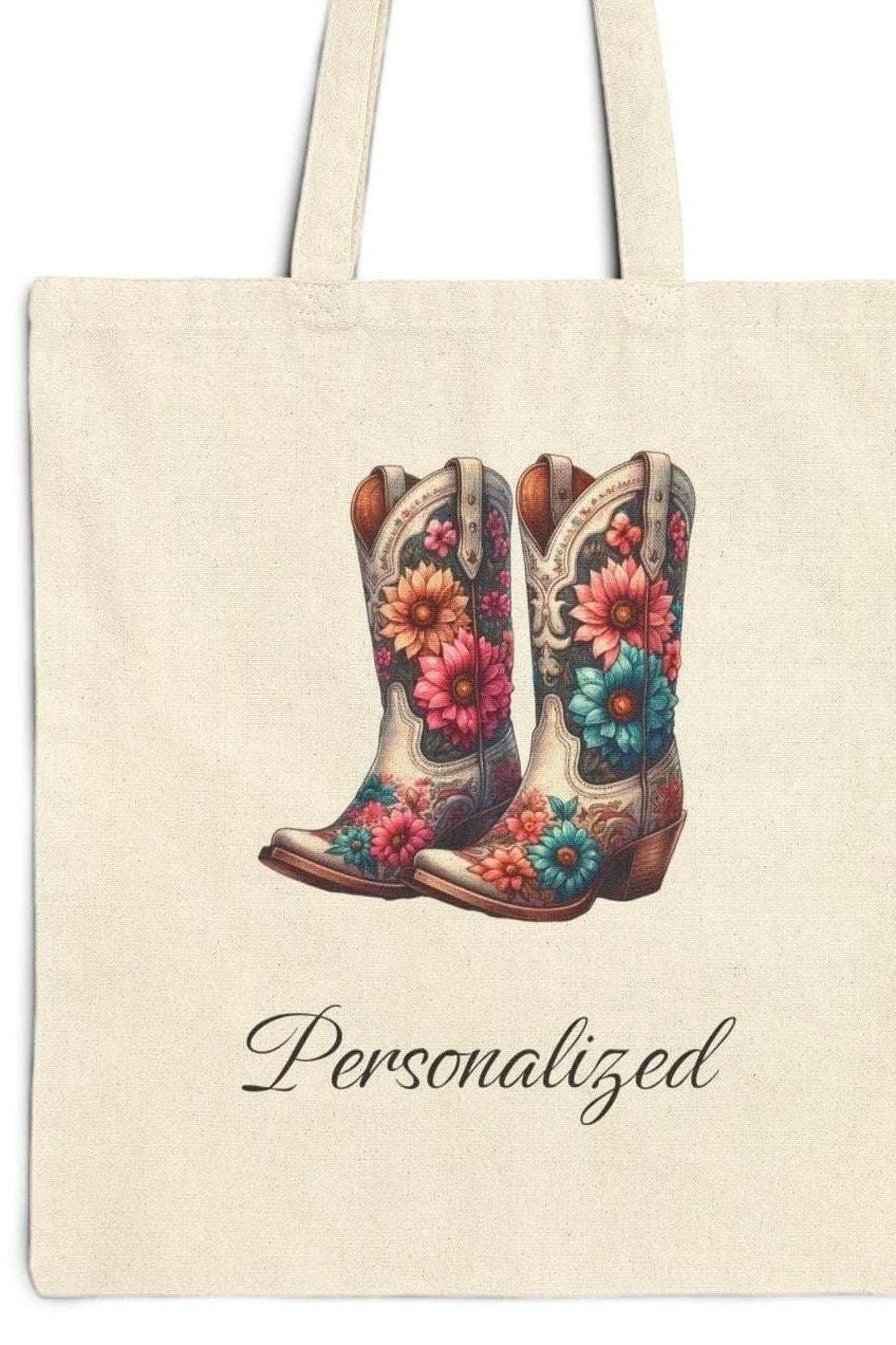 Cowboy Boot Tote Bag, Western Style Canvas Carryall, Customized Country ...