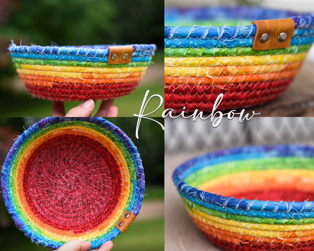 Handmade Rope Bowl Fabric Rope Basket Raw Edge Fabric Rope Bowl Gift ...
