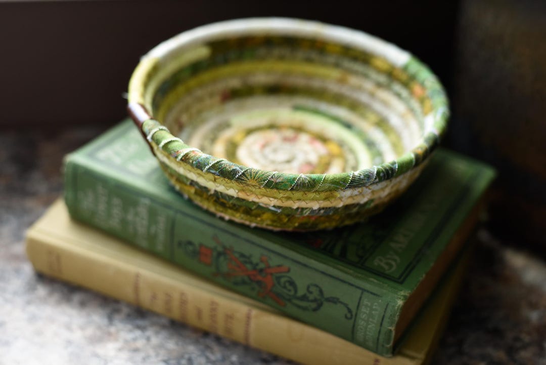 Mini Cottagecore Coiled Rope Bowl Handmade Small Rustic Fabric Basket ...