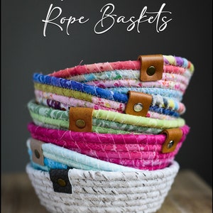 Handmade Rope Bowl Blue BOHO Rope Basket Raw Edge Fabric Rope Bowl Gift ...