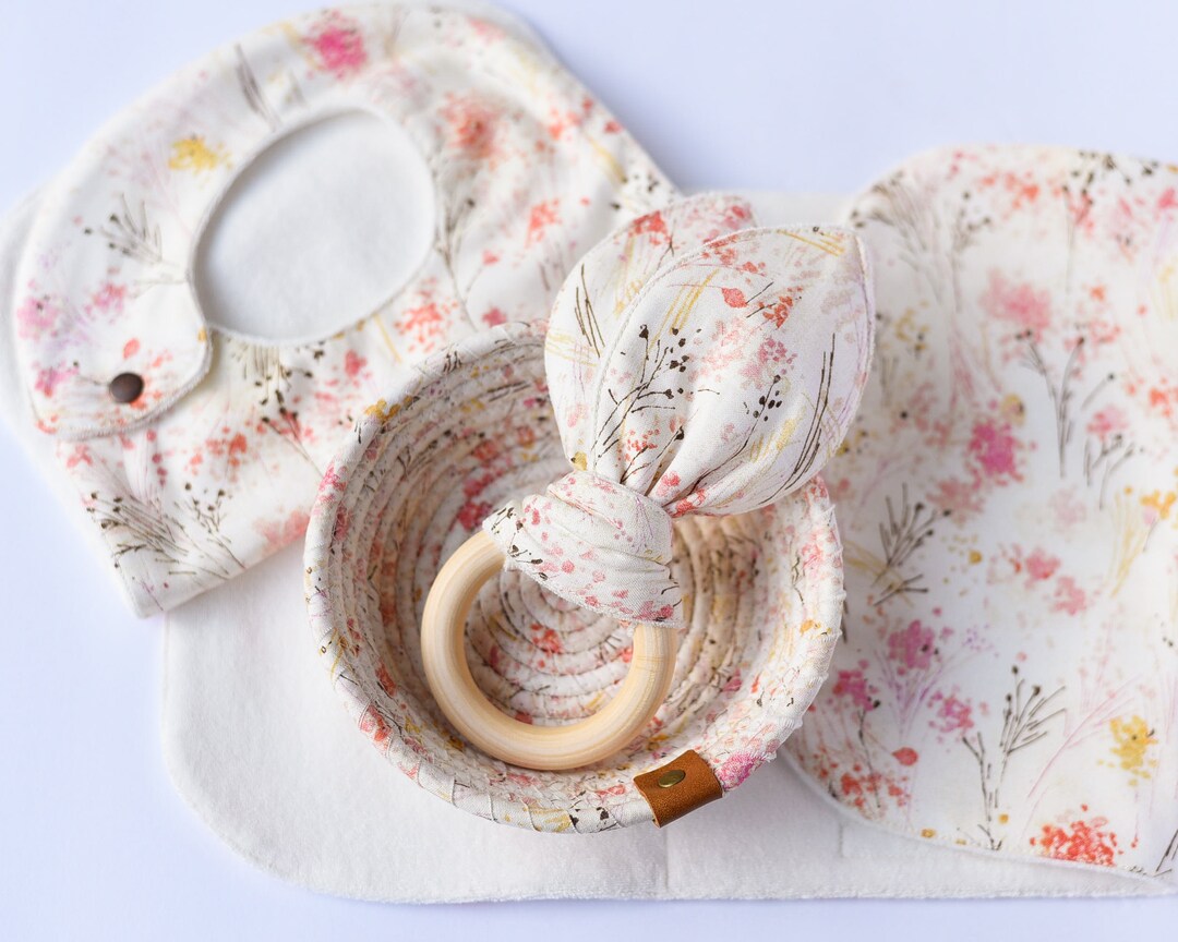 Newborn Baby Shower Gift Set Bunny Ear Teether Baby Boy or Girl Nursery ...