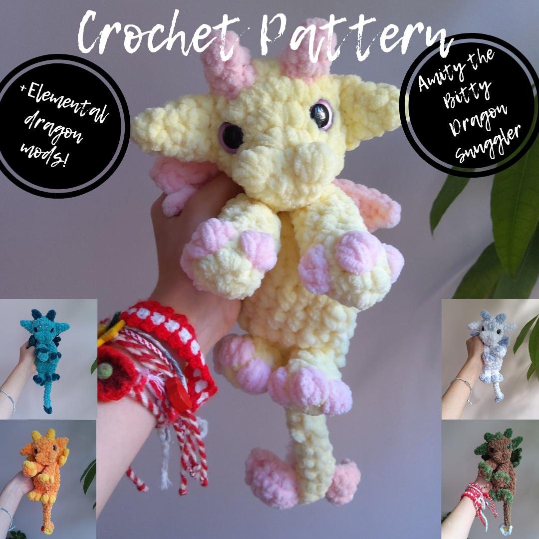Amity the Bitty Dragon Snuggler Crochet Pattern +elemental Dragon Mods ...