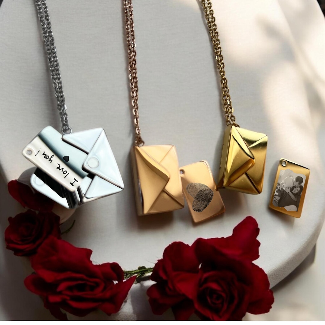 Secret Message Envelope Necklace Personalized Valentines Day Gift ...