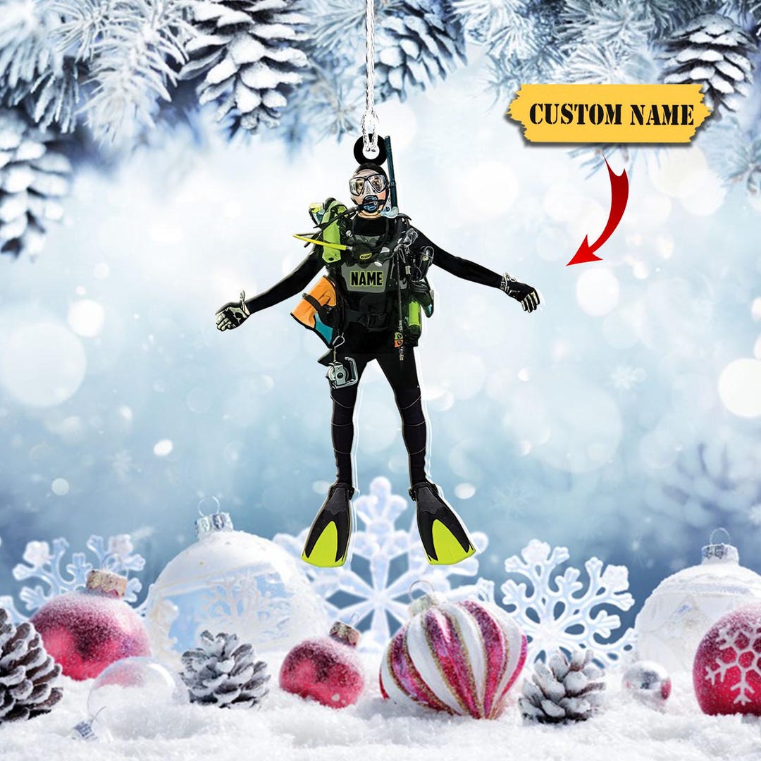 Sea Turtle Scuba Driving Christmas Ornament Tree Decorations 2D, Diving ...
