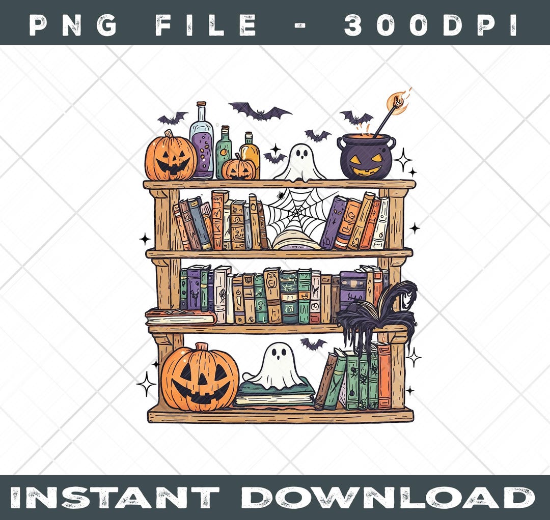Ghost Reading Book Png, Halloween Bookshelf Png, Ghostly Bookish Png ...
