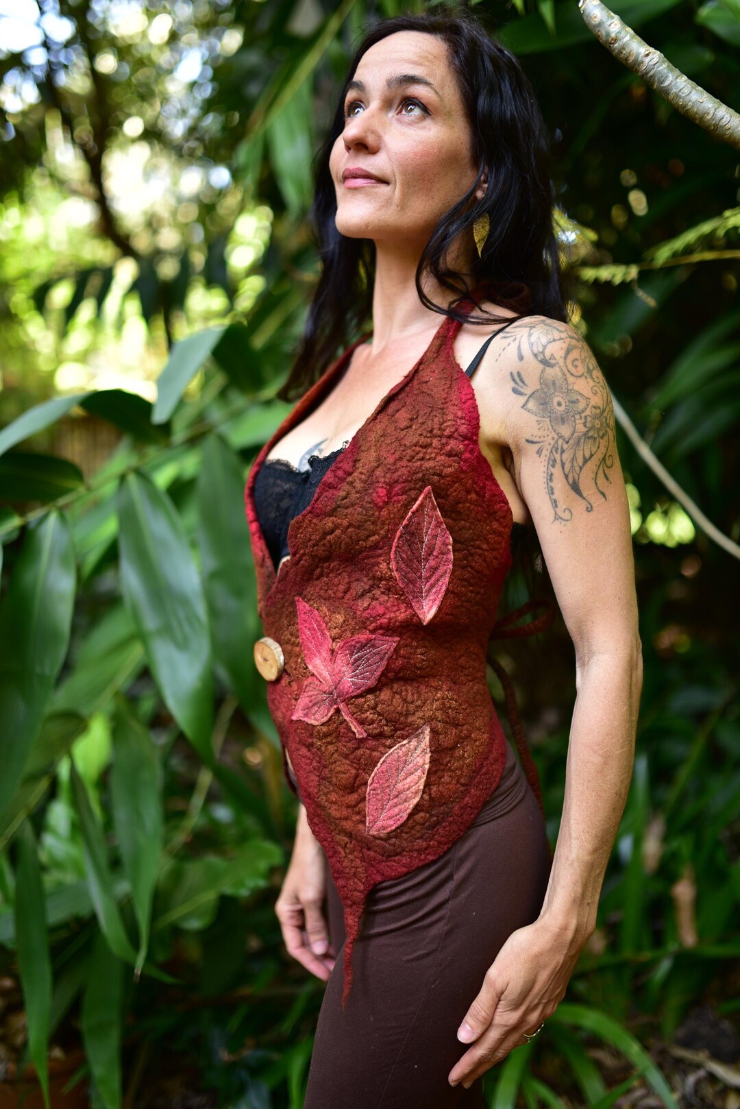 Felt Autumn Leaf Vest-nymph Top-pixie Leaf Vest-fairy Leaf Halter Vest ...