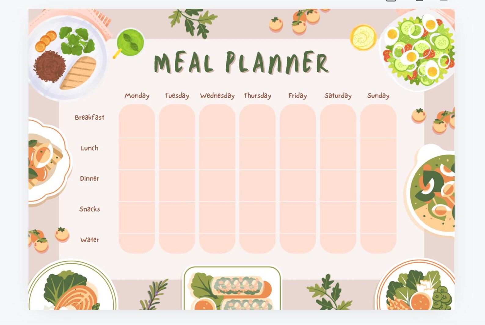 Weekly Meal Planner Printable Template 7 Day Menu Planner Poster ...