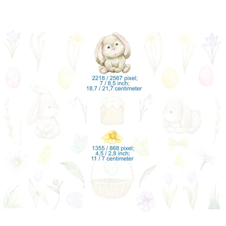 Bunny Clipart Spring Watercolor Cute Easter Cottagecore Commercial Use ...