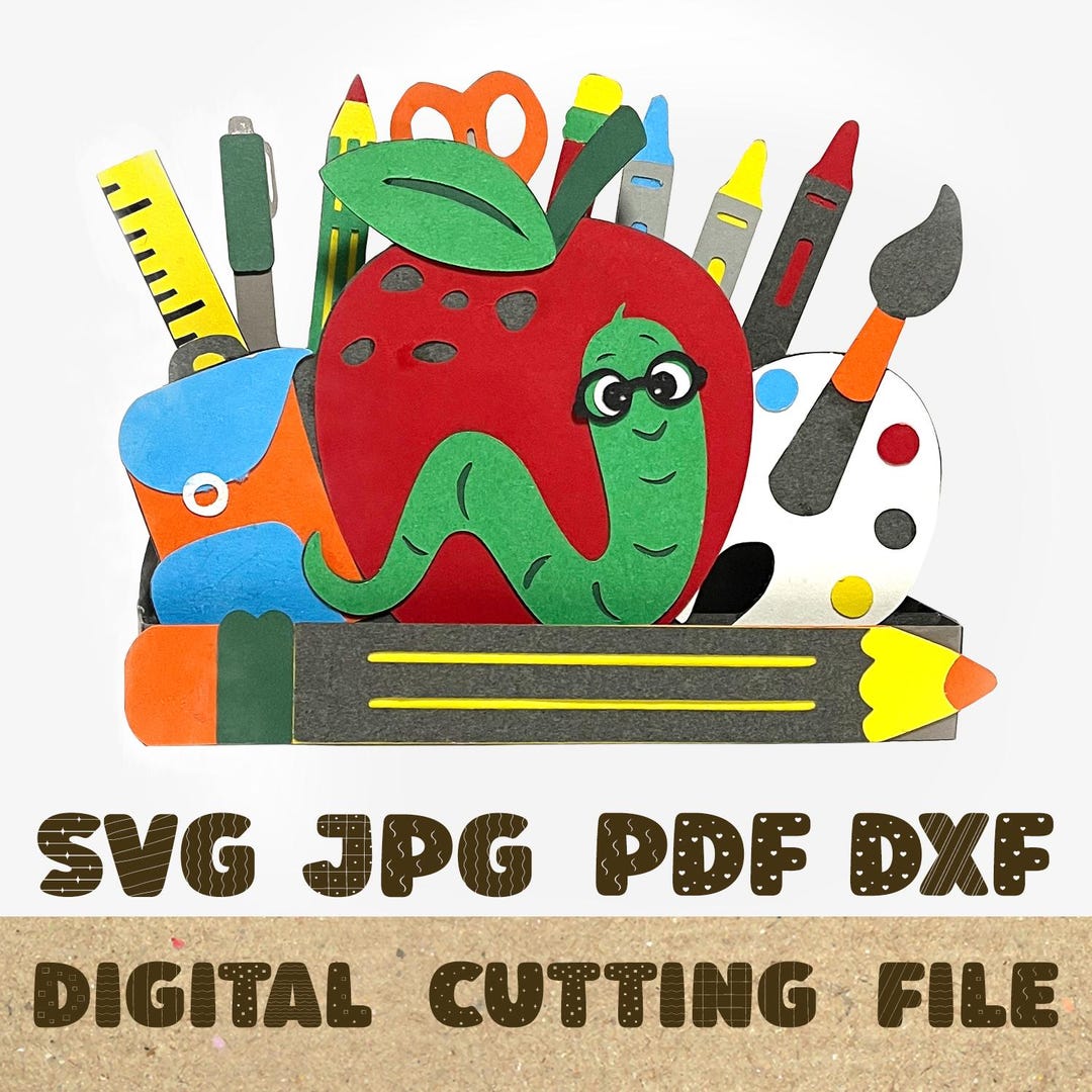 Bookworm Apples Card, Teacher Gift, Teacher Appreciation SVG, 3D Pop up ...