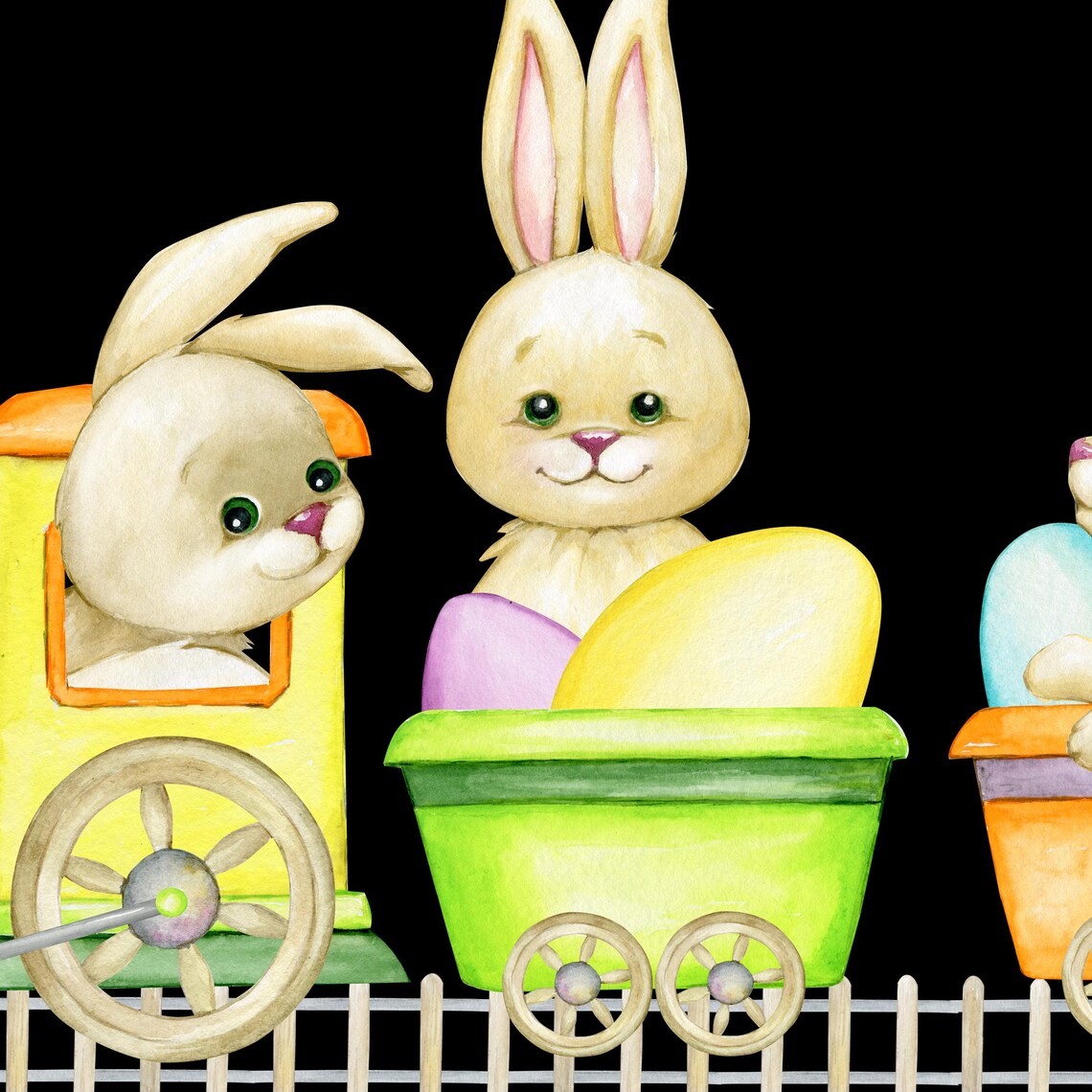 Easter Clipart Watercolor, Country Easter Clipart Bunny Sheep Chickens ...