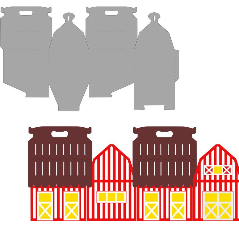 3D Barn Box Template. 3D Papercut SVG Box Cut File. Cricut Silhouette ...