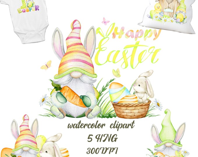 Spring Gnomes 12 PNG Clipart Bundle, Cute Spring Flower Easter Gnome ...