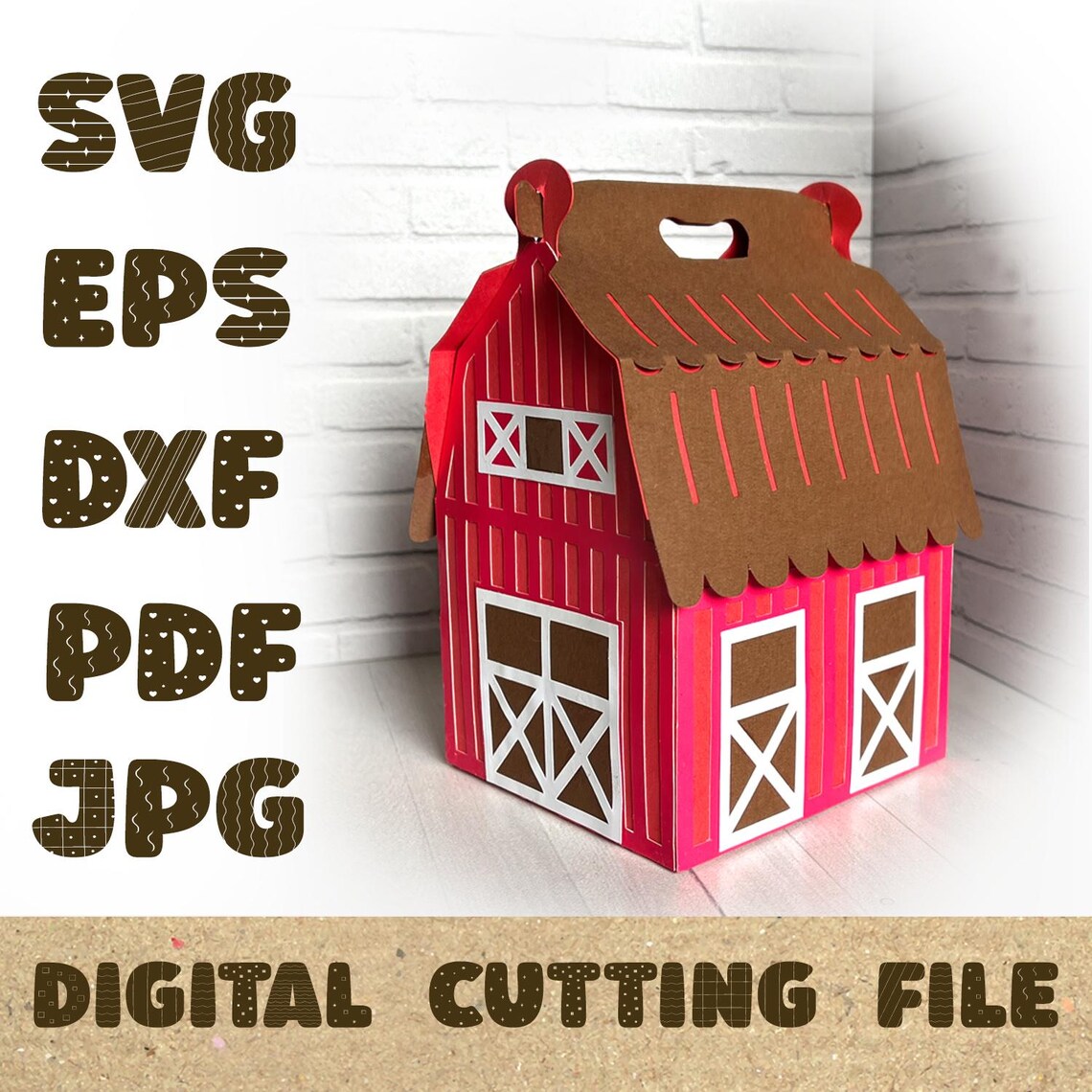 3D Barn Box Template. 3D Papercut SVG Box Cut File. Cricut Silhouette ...