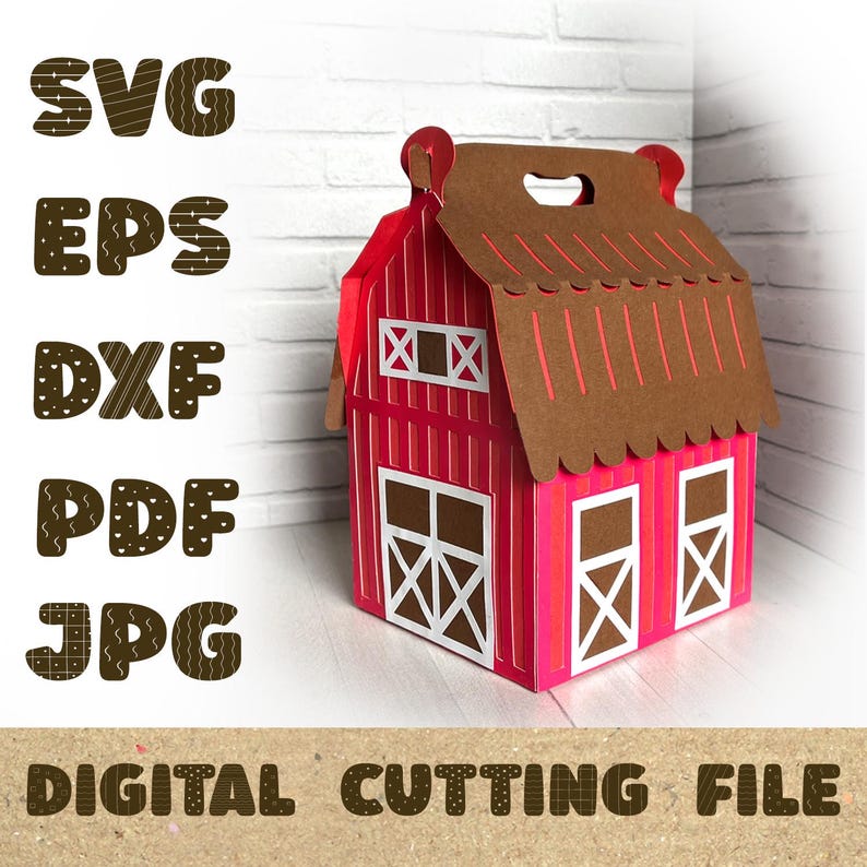 3D Barn Box Template. 3D Papercut SVG Box Cut File. Cricut Silhouette ...