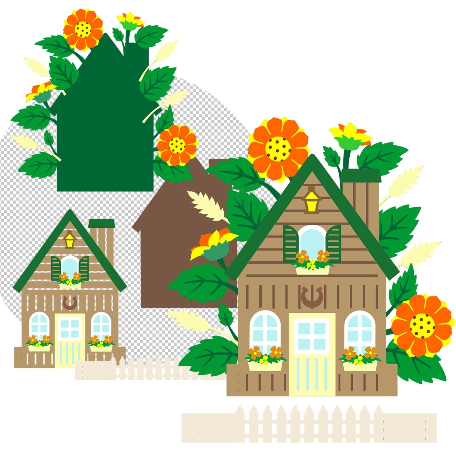 Flowers Cottage Box Card Template 3D Papercut SVGA Card Cut File Cricut ...