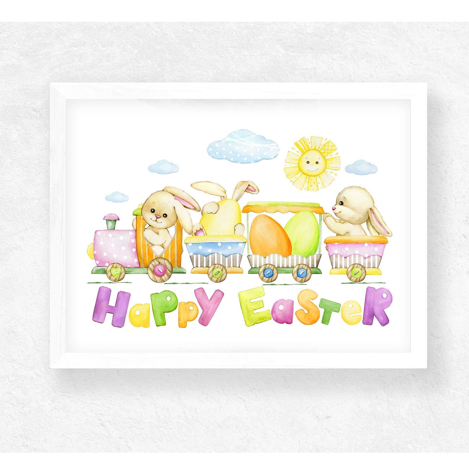 Happy Easter Clipart, Easter Bunny Train, Easter Eggs Clipart, High ...