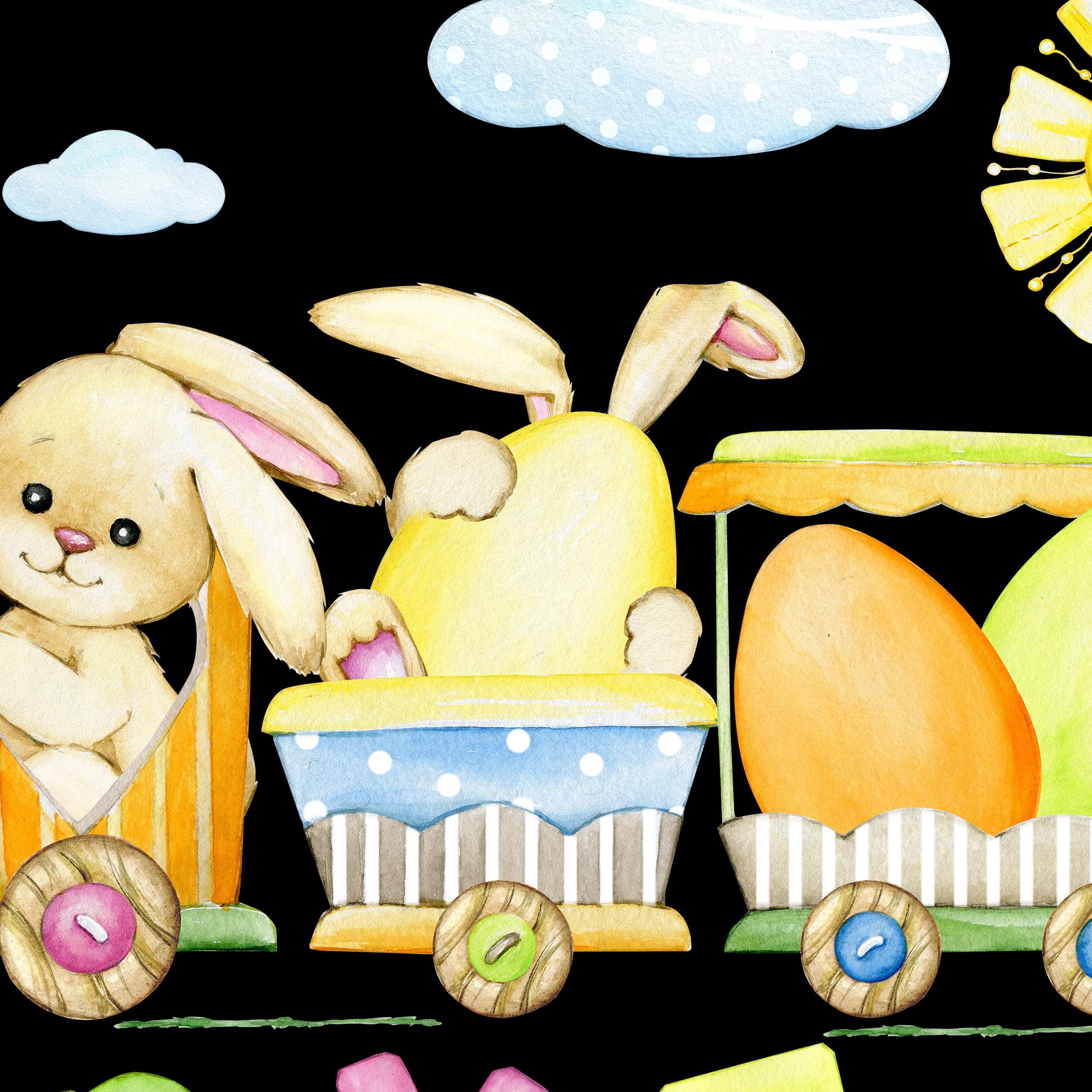 Happy Easter Clipart, Easter Bunny Train, Easter Eggs Clipart, High ...