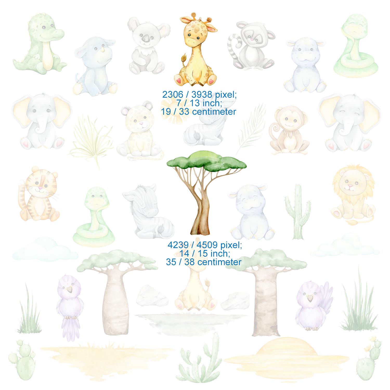 Africa Animal Watercolor Clipart and Jungle Image Element. giraffe ...