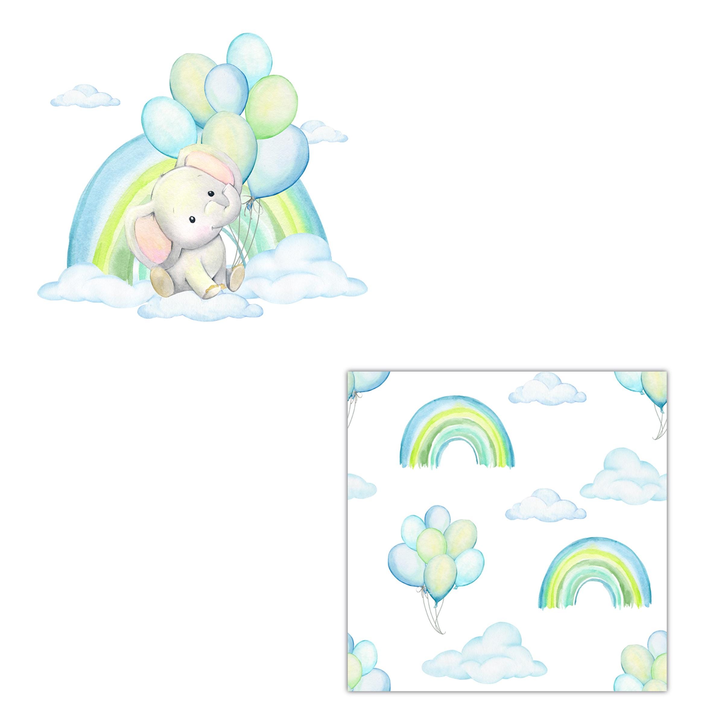 Cute Elephant Clipart, Watercolor Baby Boy Elephant Illustration, Baby ...