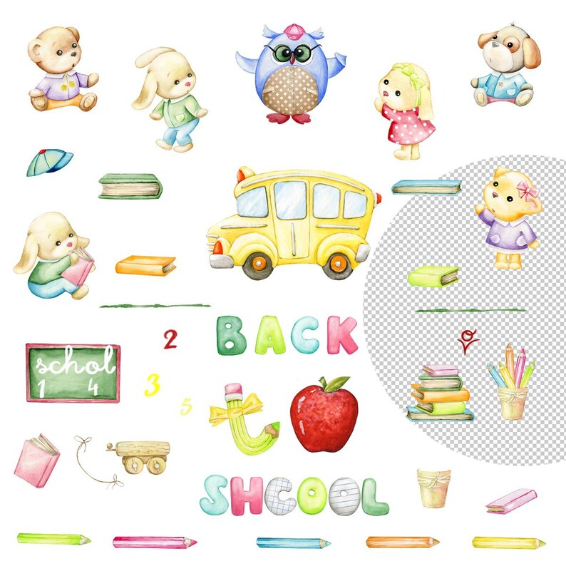 Back to School Watercolor Clipart, Cute Animals, Owl Teacher, Animals ...