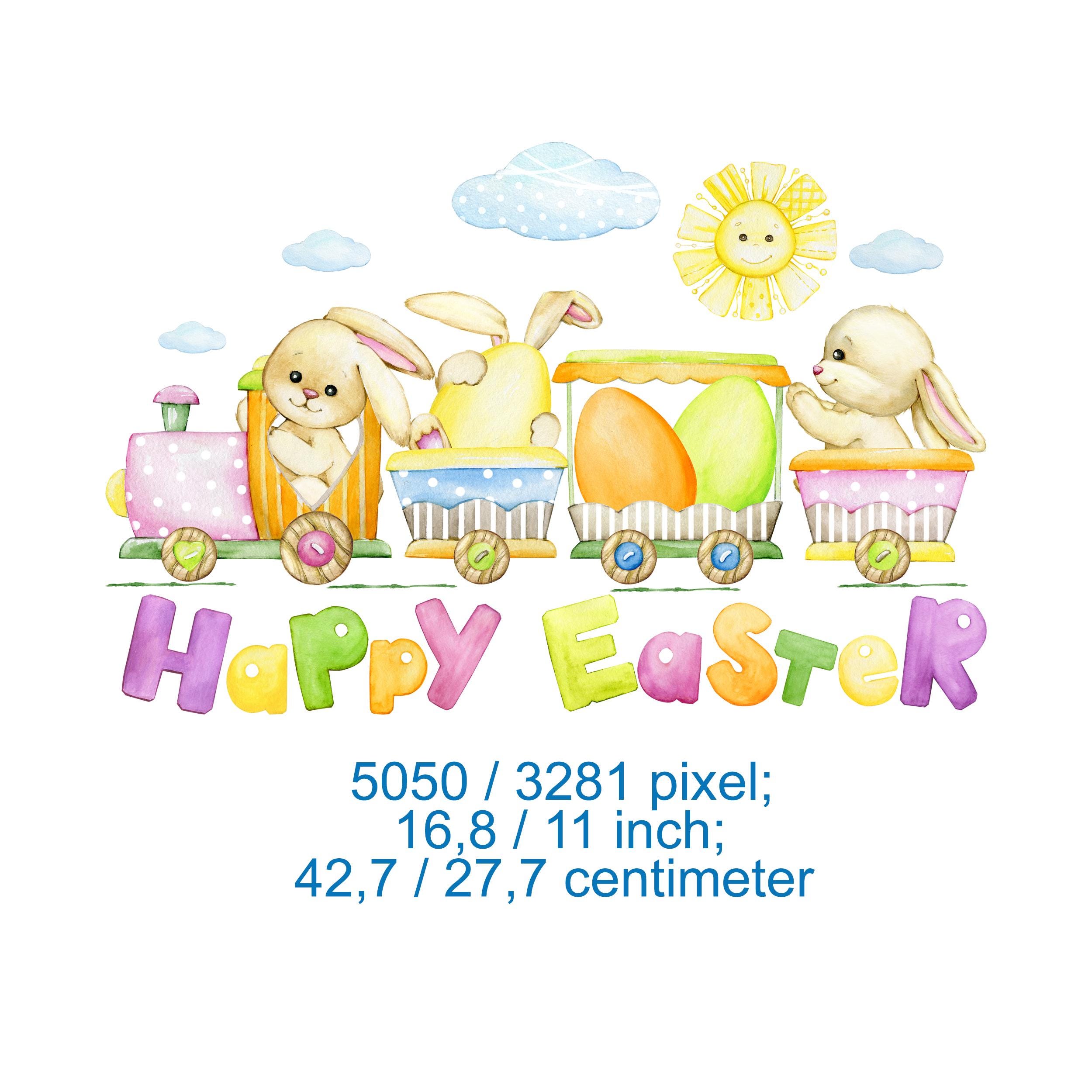 Happy Easter Clipart, Easter Bunny Train, Easter Eggs Clipart, High ...