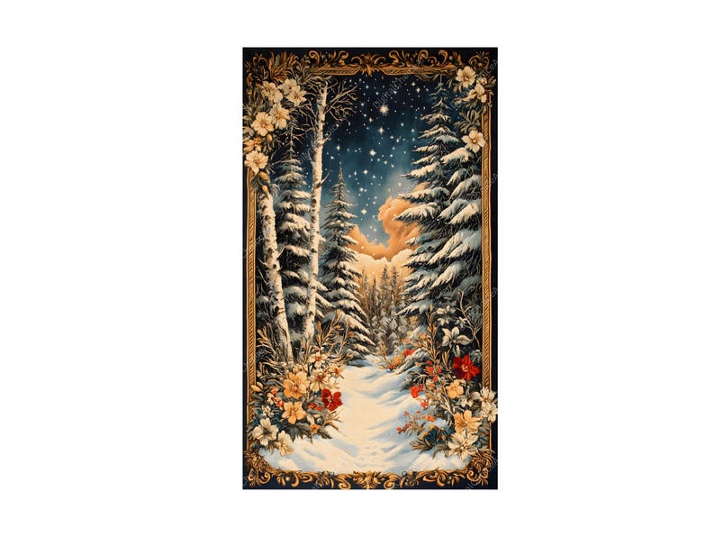 Christmas Forest Clipart: Enchanted Winter Scenes (PNG Digital Download ...