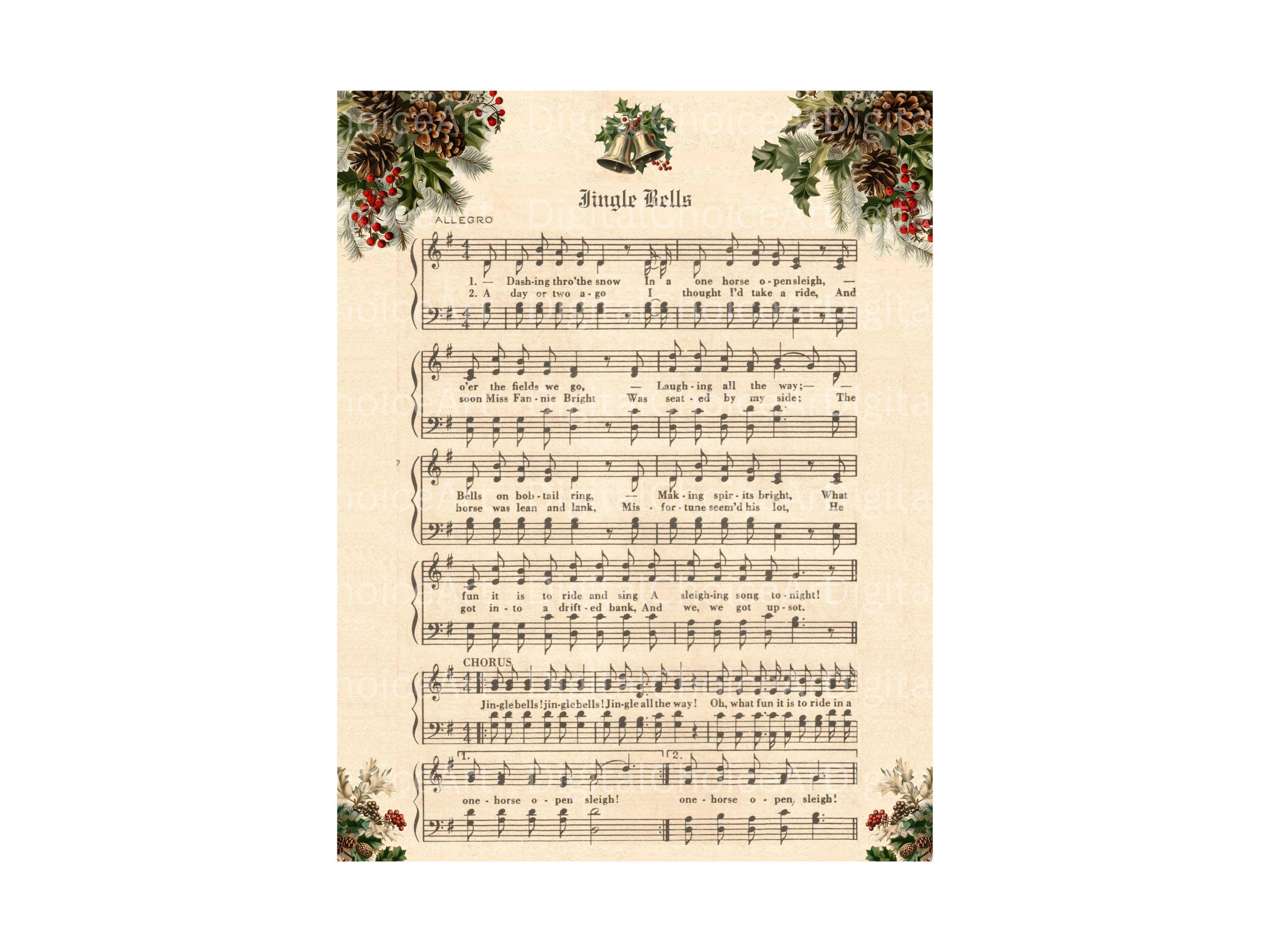 Vintage Christmas Sheet Music Digital Paper 8.5x11, Printable Antique ...