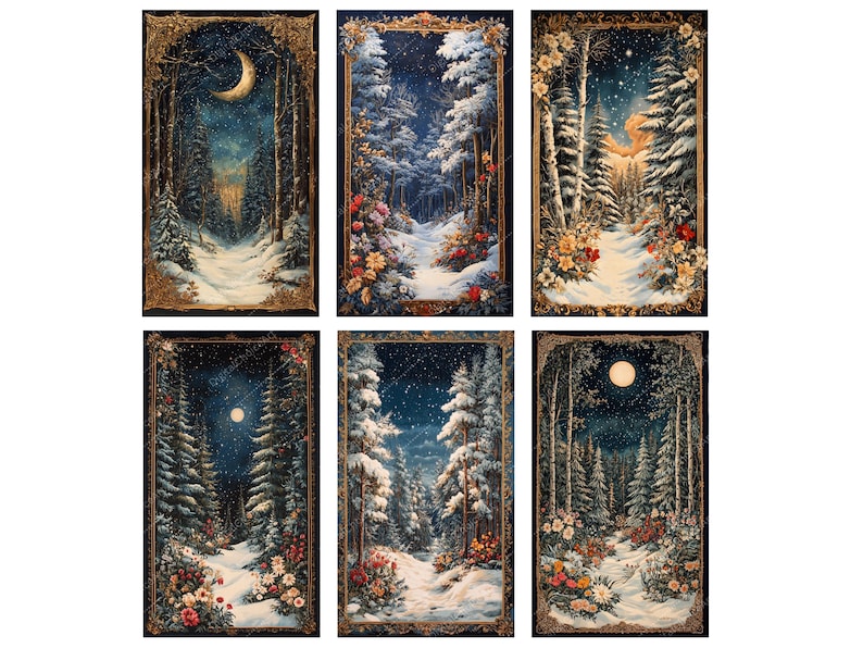 Enchanted Christmas Forest Clipart Pack - Winter Wonderland Forest ...