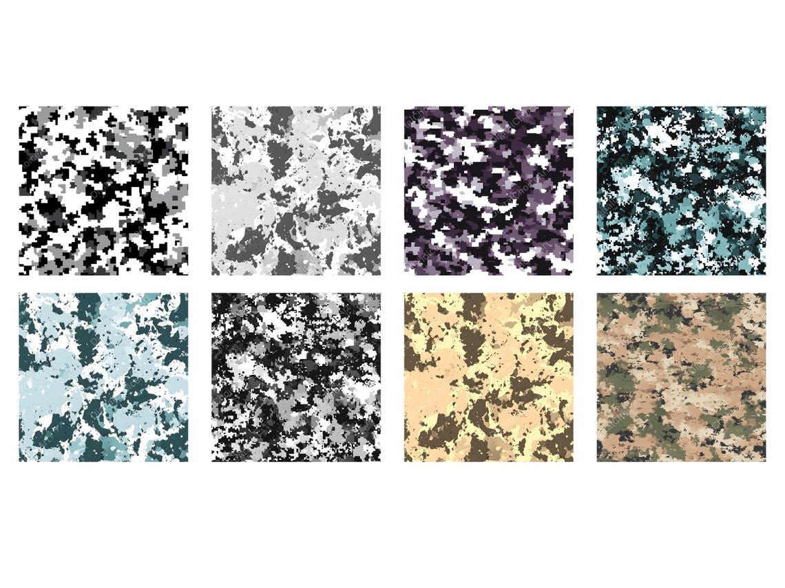 Camouflage Digital Paper Bundle, Seamless Military Camo Patterns ...