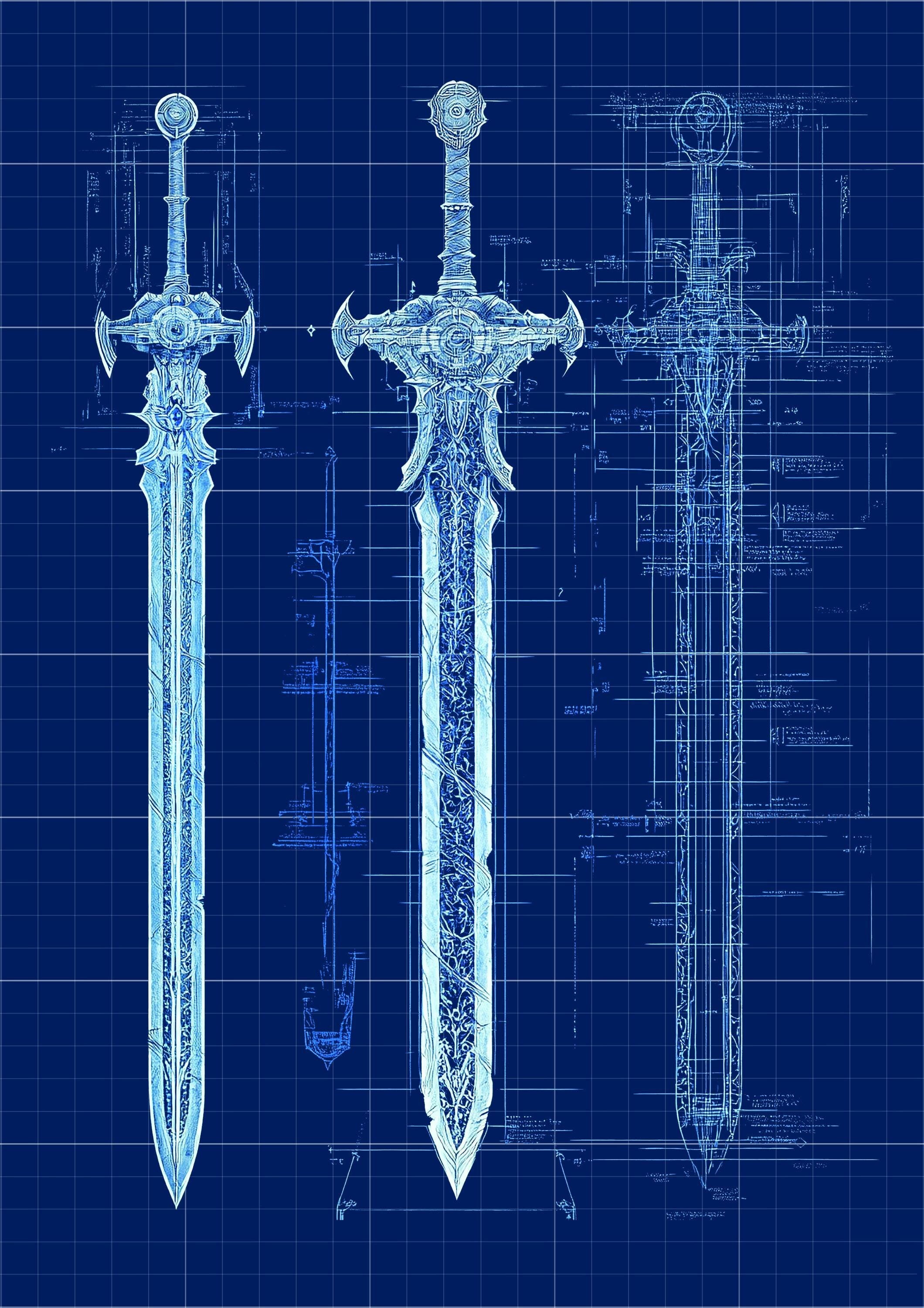 Fantasy Sword Blueprint | Schematic | Poster | Digital Download | A4 ...
