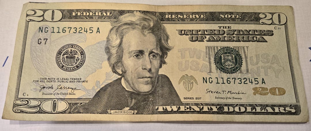 2017 Series 20 Dollar Bill Broken Ladder Serial Number 11673245 - Etsy