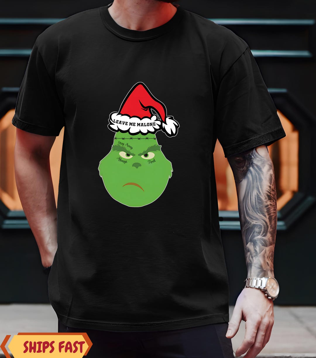 Leave Me Malone Grinch Tshirt Funny Christmas Crewneck Post Malone ...