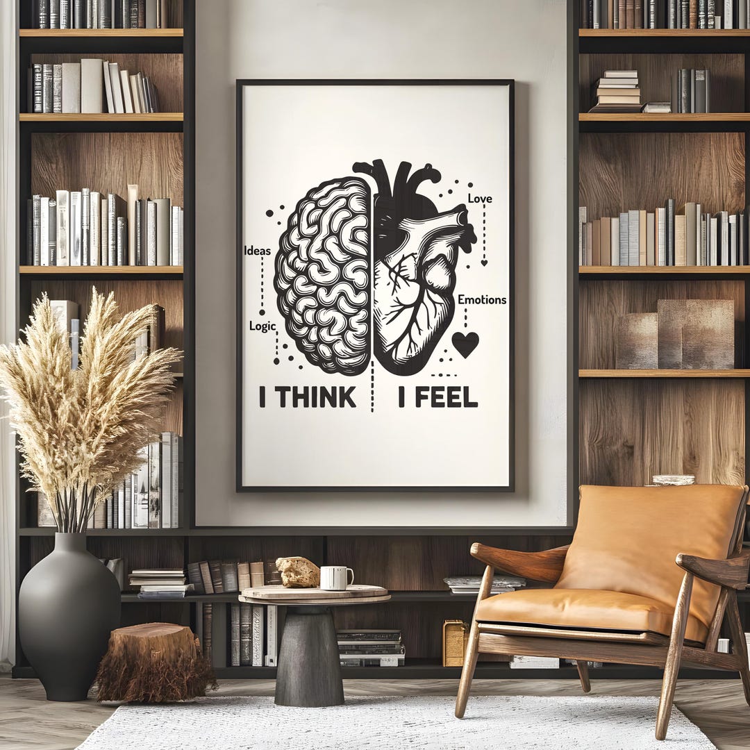 Brain and Heart Wall Art for Clinic, Medical Gift for Doctor ...