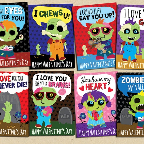 Zombie Valentine's Printable Cards DIGITAL FILE - Etsy