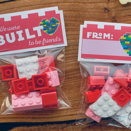 Valentines Legos or Building Block Candy Bag Label INSTANT - Etsy
