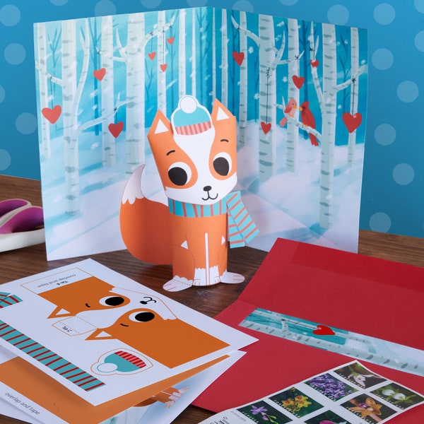 Fox Valentine Card - Etsy