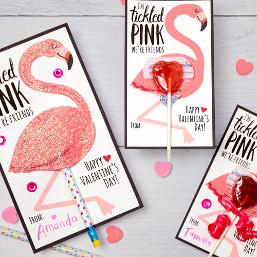Flamingo Valentines Printable DIY Instant Download Pencil or - Etsy
