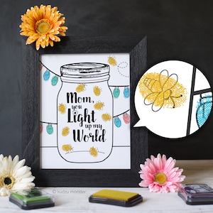 Finger Paint Mother's Day Printable Lightning Bugs Firefly Mason Jar ...