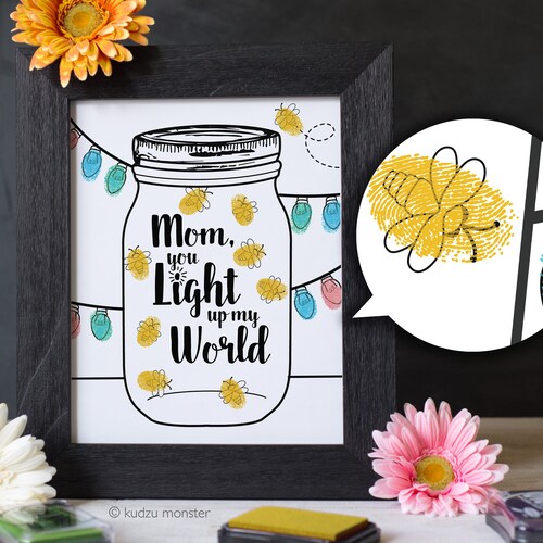 Finger Paint Mother's Day Printable Lightning Bugs Firefly - Etsy