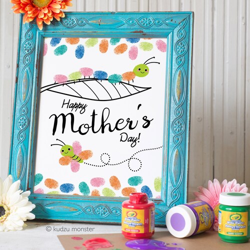 Finger Paint Art Mother's Day Printable Caterpillar - Etsy