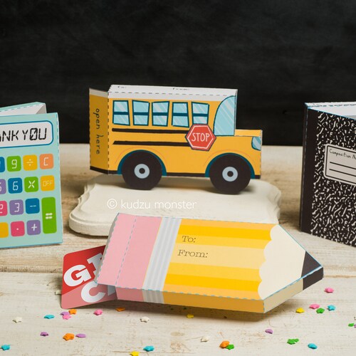Teacher Appreciation Printable Gift Card Boxes Kit - Etsy