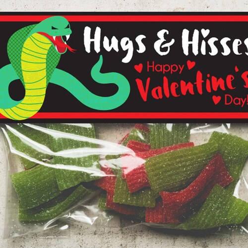Snake Valentine Favor Labels Hugs and Hisses Instant Labels - Etsy