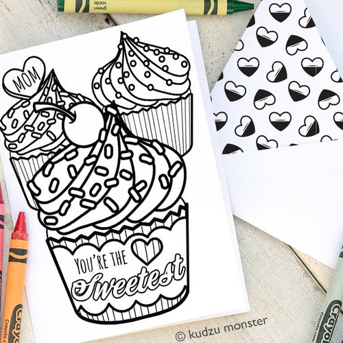 Coloring Mother's Day Card INSTANT DOWNLOAD Flower Pot - Etsy