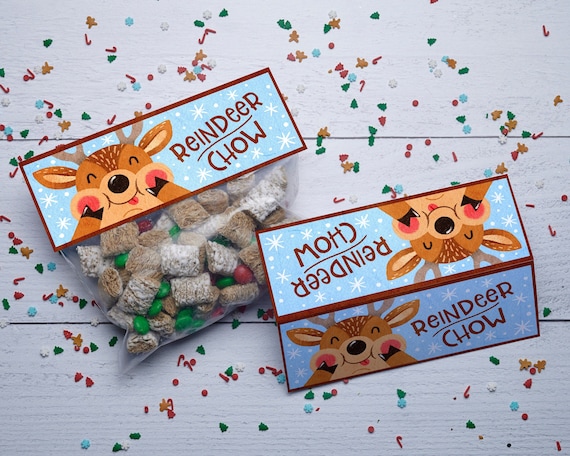 Printable Reindeer Chow treat bag topper | Christmas party favor ...
