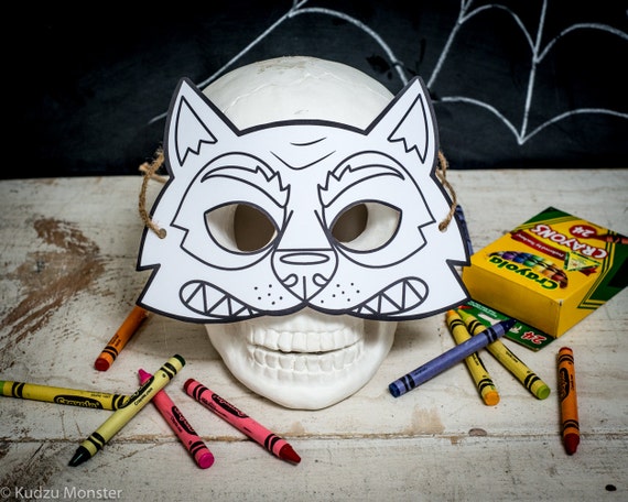 Halloween Printable Werewolf coloring mask, fun classroom Halloween ...